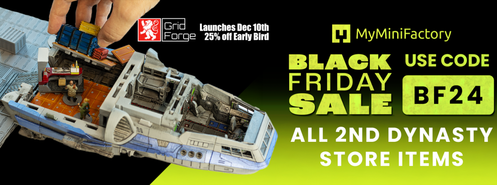 2nd Dynasty - 3D Printable Sci-fi ships and terrain for tabletop play