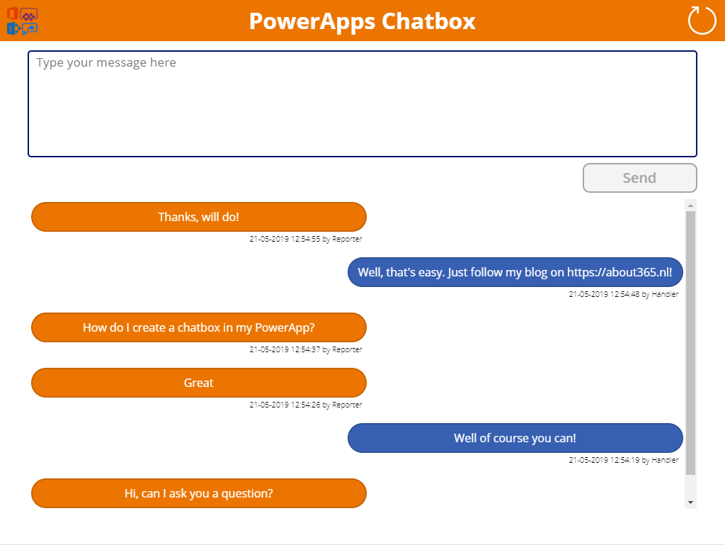 About365 - Create a PowerApps chatbox to communicate about SharePoint items