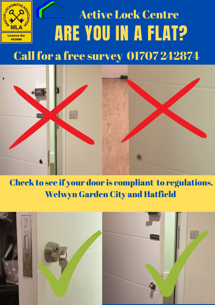 Egress lock Supplied and fitted to a Flat in WElwyn Garden City