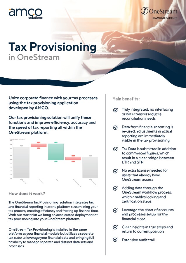 Tax Provisioning | OneStream | AMCO Solutions