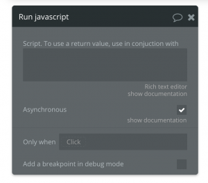 How To Run Javascript From An Action In Bubble