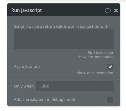 How To Run Javascript From An Action In Bubble