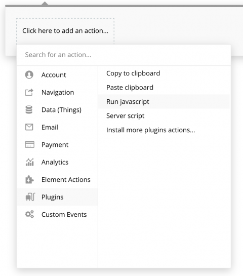 How To Run Javascript From An Action In Bubble