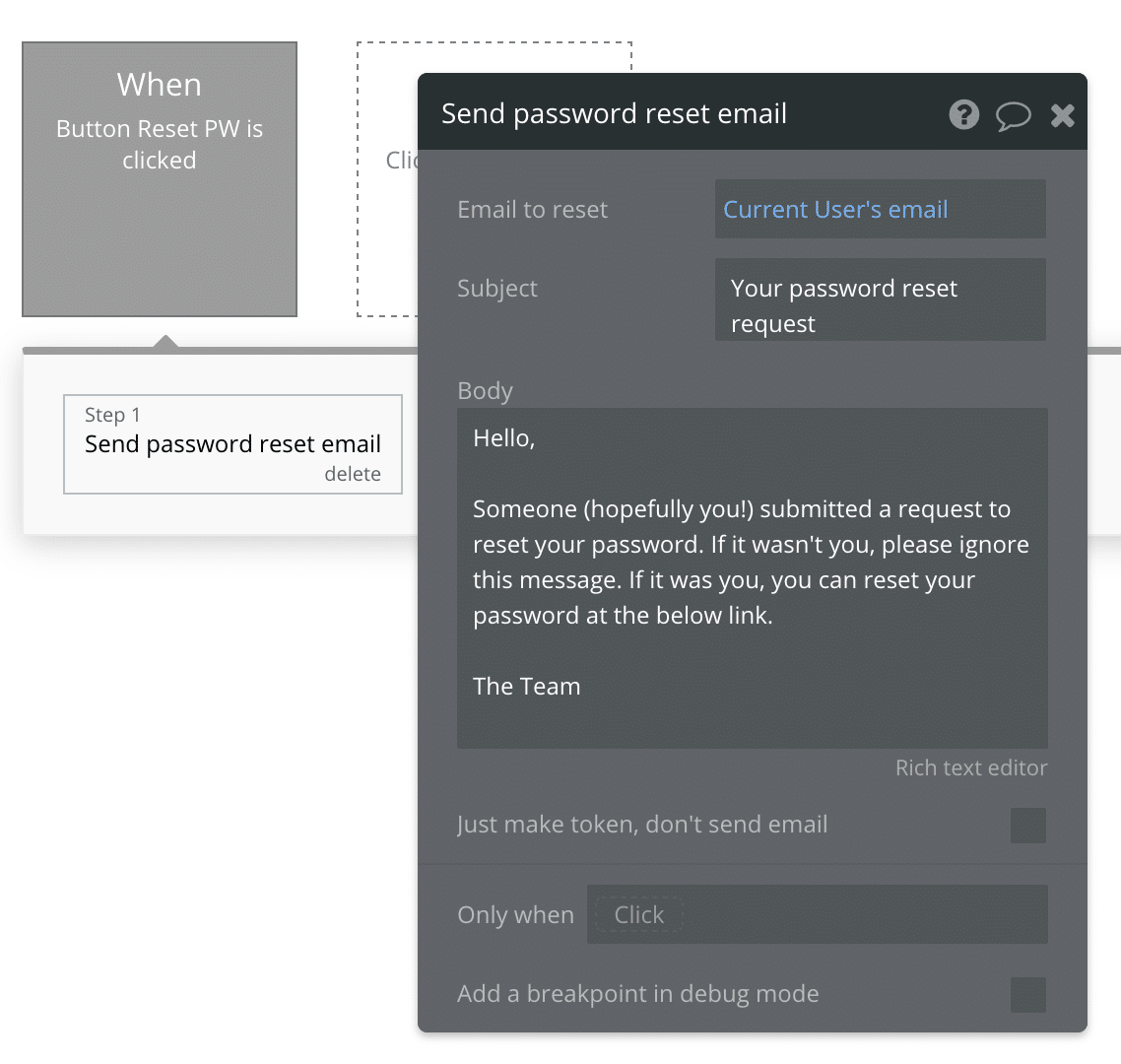 How To Change The Reset Here Link Text In 3 Steps In Bubble