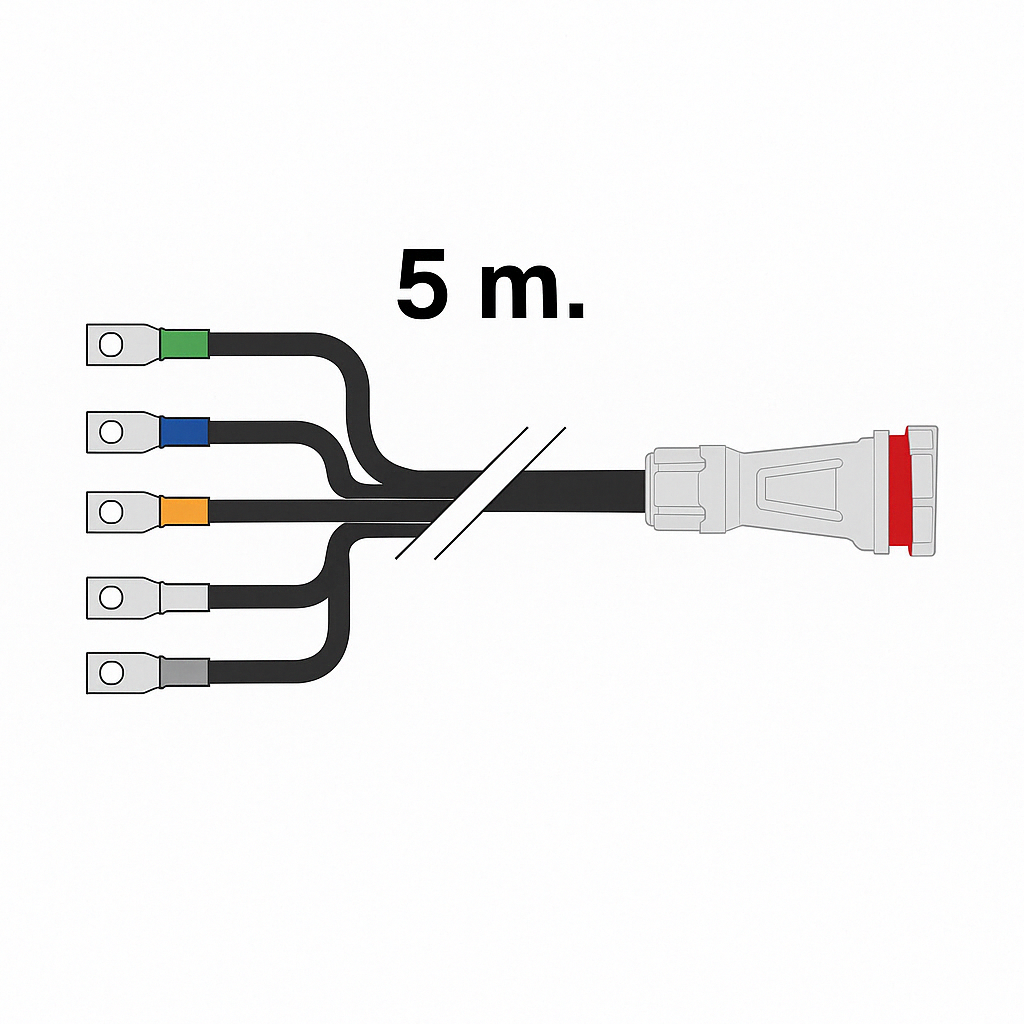 El-kabel 125A/400V Rød CEE Han/Sko – 5 meter - Anthony Festudlejning