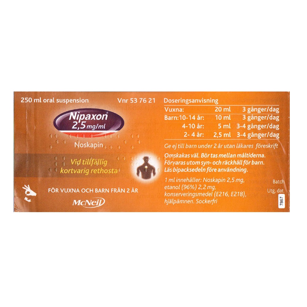 Nipaxon 2,5 mg/ml, 250 ml oral suspension - aposve.se