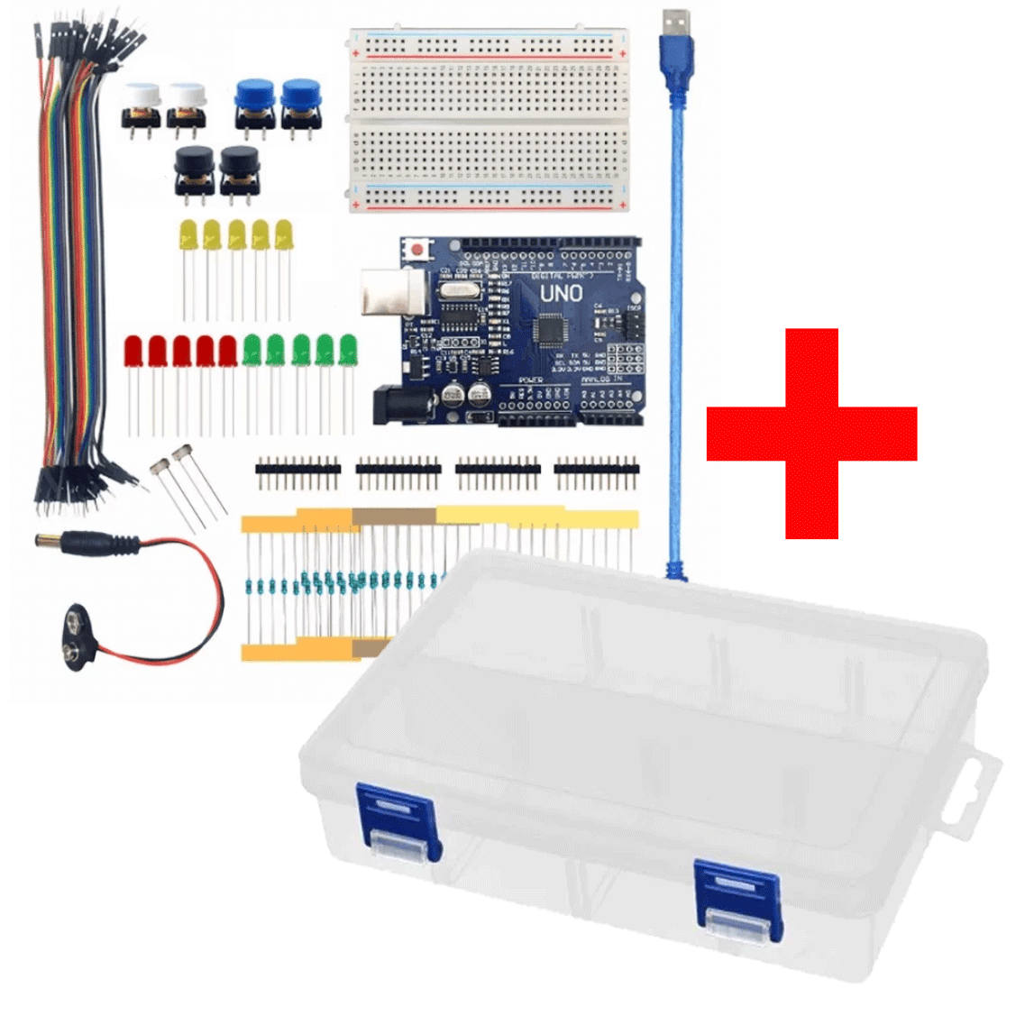 Kit Uno Iniciante + Caixa Plástica – 80 Peças para Arduino – Loja ...