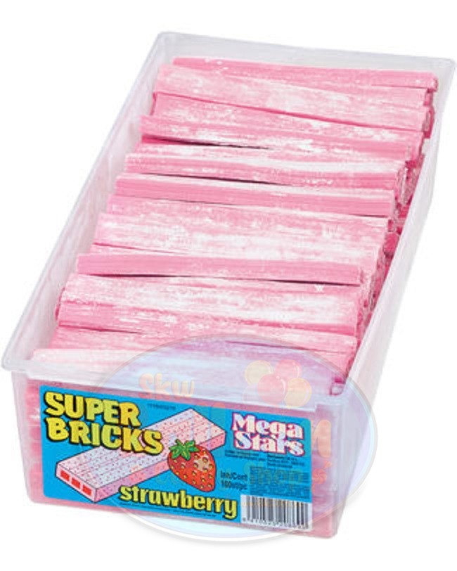 SUPER BRICKS STRAWBERRY (100x17GR ) - SKW Balloon & Candy Shop