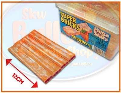 SUPER BRICKS STRAWBERRY (100x17GR ) - SKW Balloon & Candy Shop