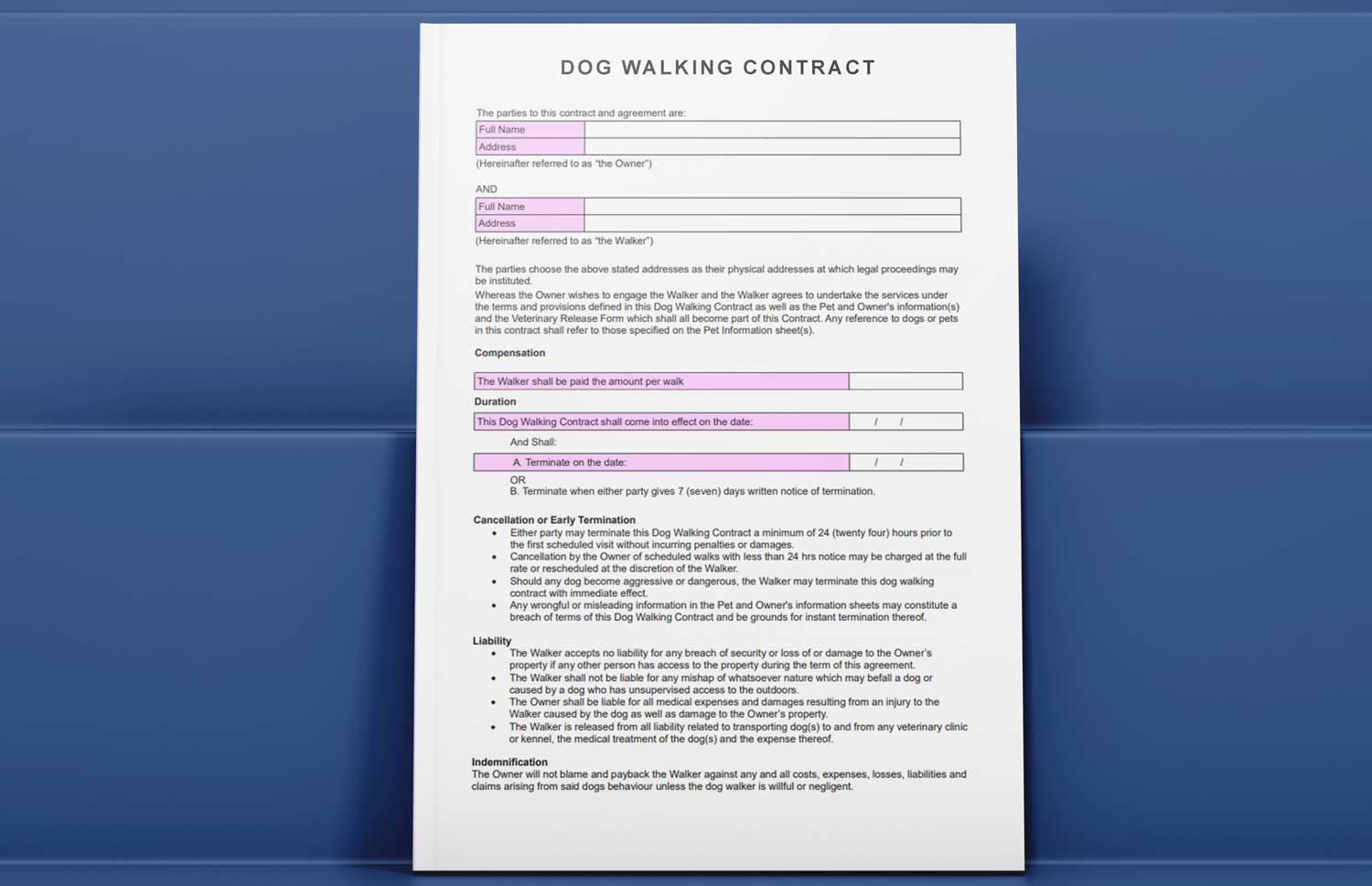 Free Dog Walking Contract Template Copy Edit And Print Free Dog Walking Contract Template Copy Edit And Print