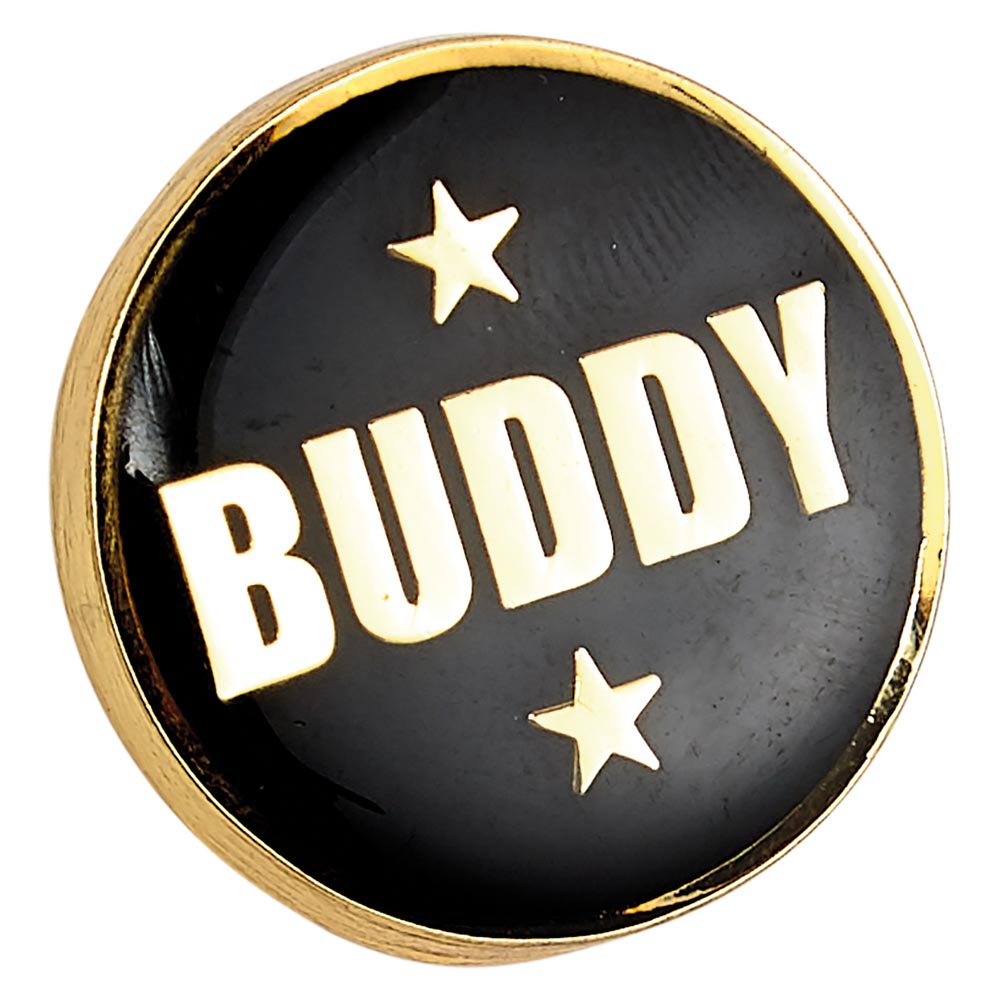 Heritage Buddy Pin Badge Black & Gold 20mm - bespokesportsmedals.com