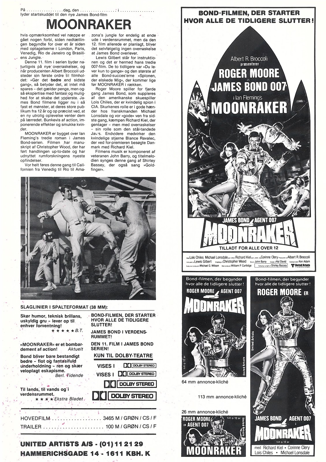 “Moonraker”: Danish ad sheets (1979) – James Bond-O-Rama.dk