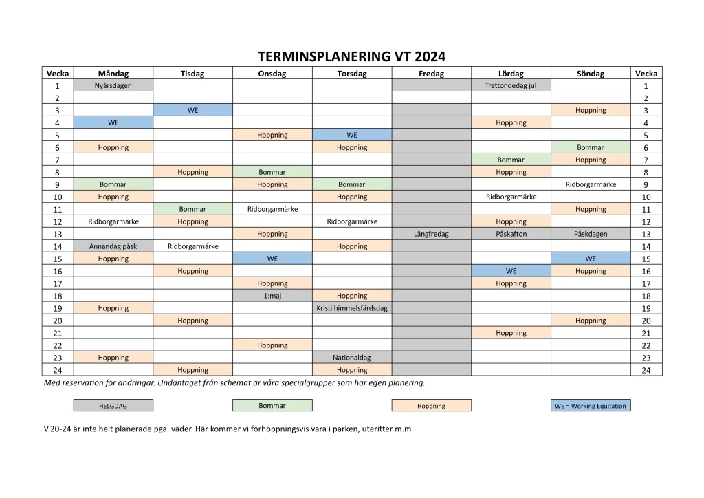 Terminsplanering - Burlövs Ryttarförening