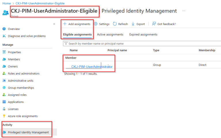 Create PIM group for Entra Roles - Visible Assignments - Christoffer ...