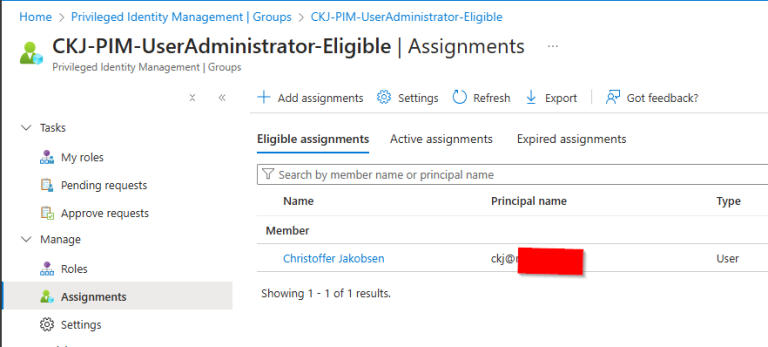 Create PIM group for Entra Roles - Visible Assignments - Christoffer ...