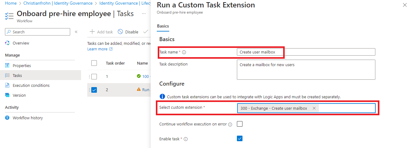 Create a user mailbox using Lifecycle Workflows in Microsoft Entra ID Governance – christianfrohn.dk