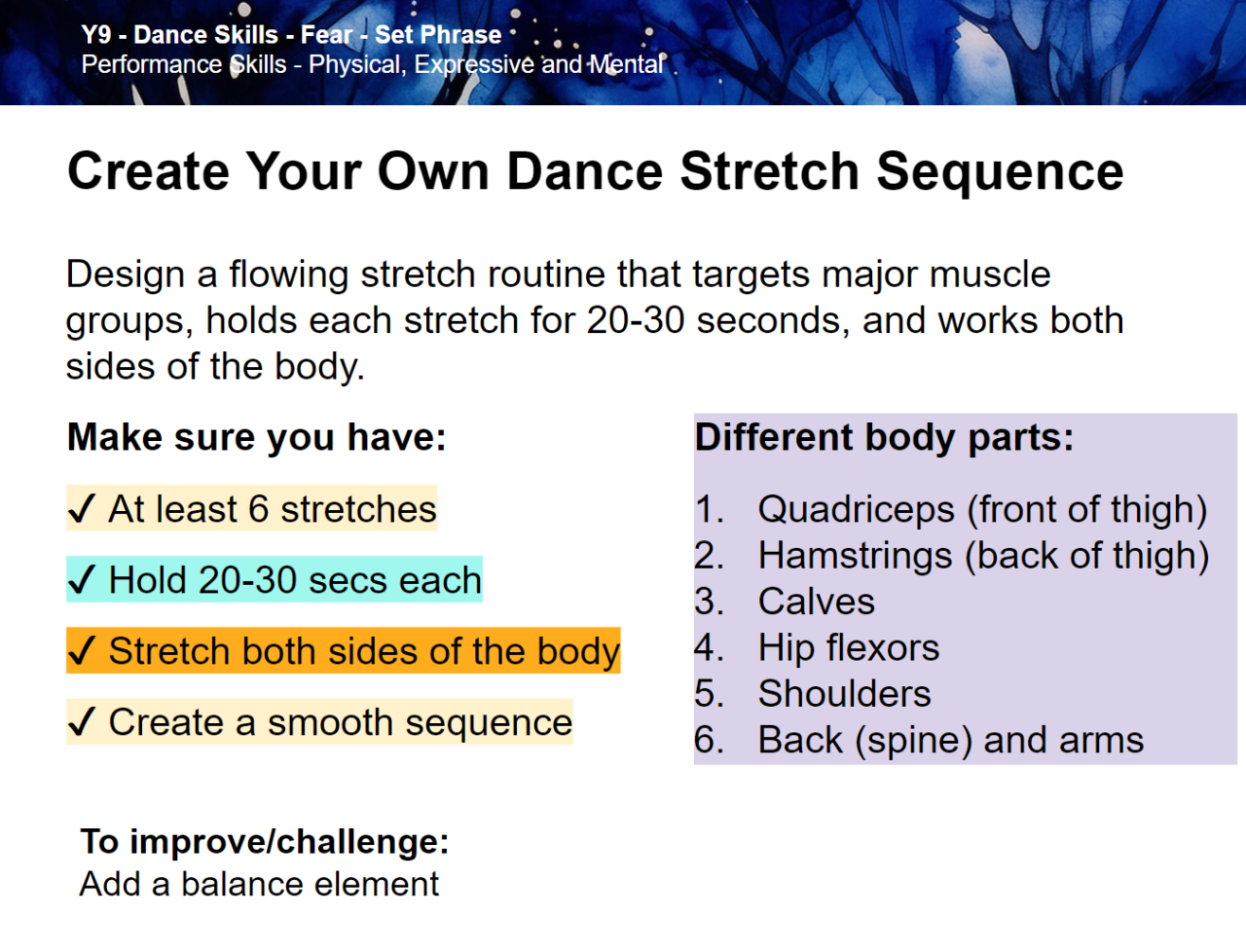 KS3 Dance - Dance Skills - Set Phrase Performance Skills - Fear - Dance ...