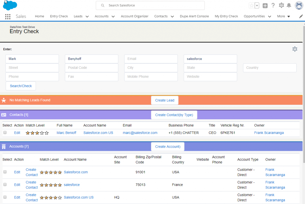 Quick Entry Check in Lightning - DataTrim - Your Data Laundry