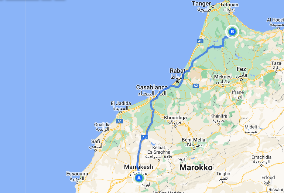 How far is the blue city of chefchaouen from Marrakech? - Desert ...