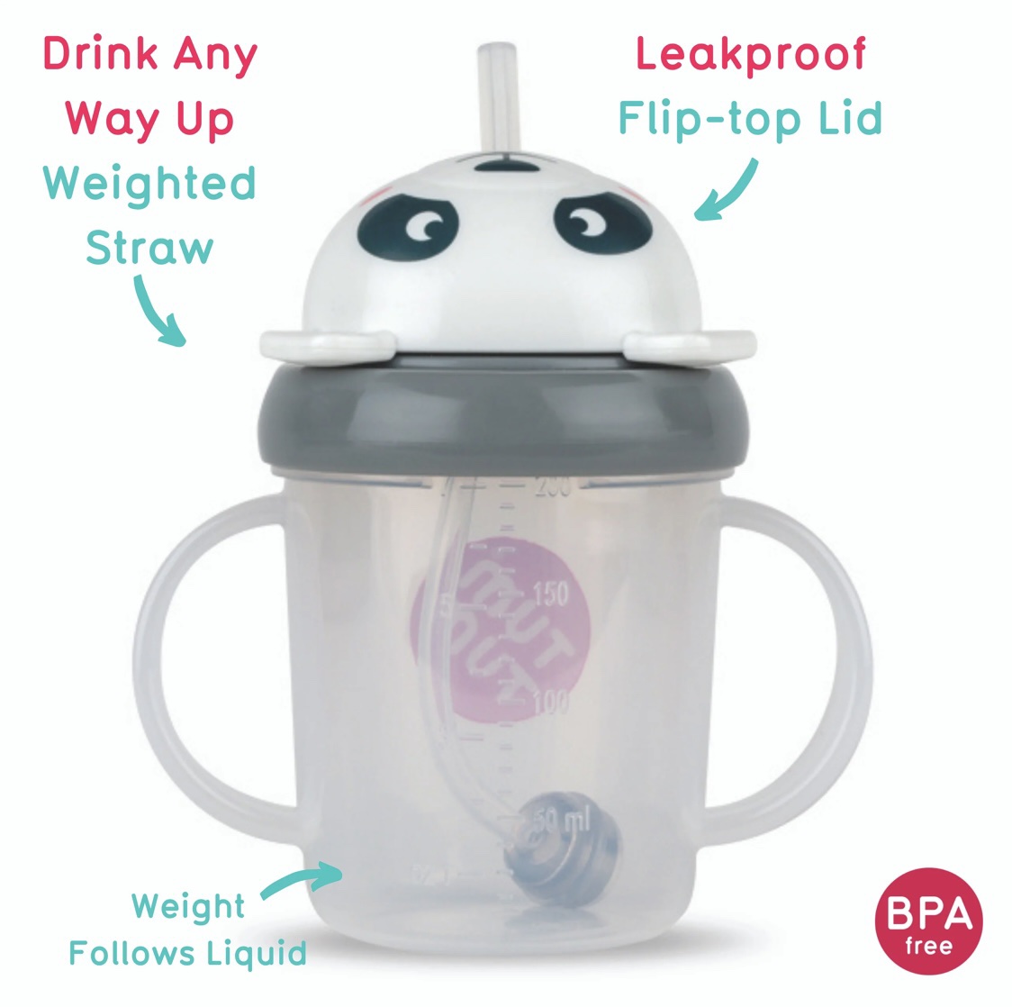 Tum Tum Tippy Up Sippy Cup with Weighted Straw (Valve Free) - Dr ...