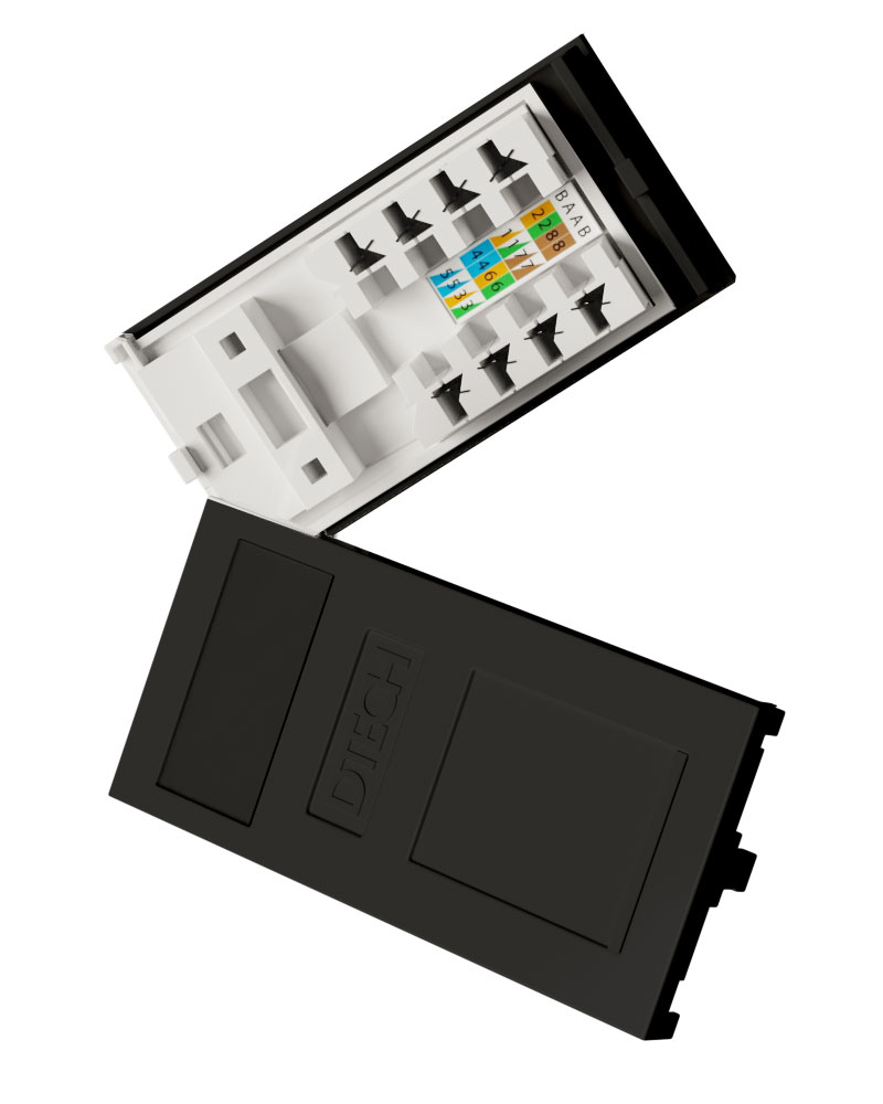 DTECH Category 6 U/UTP Euro Module IDC Type BLACK