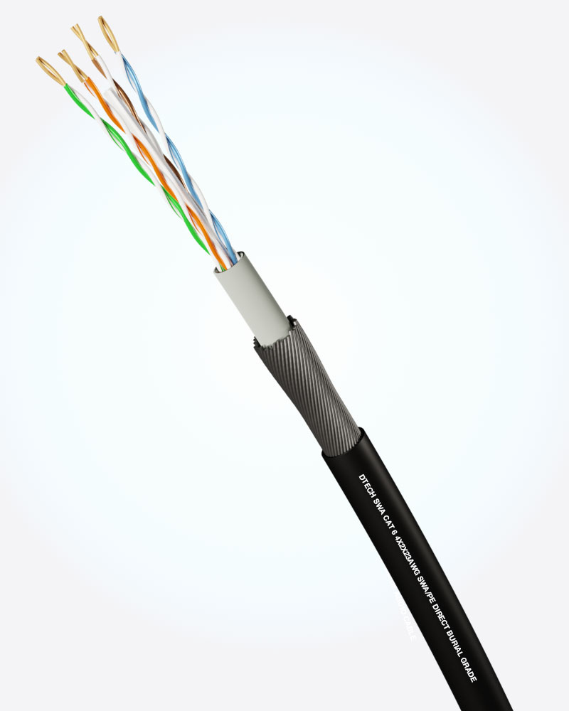 DTECH Cat 6 Steel Wire Armoured (SWA) 500MHZ PE Black - DTECH Cabling Systems