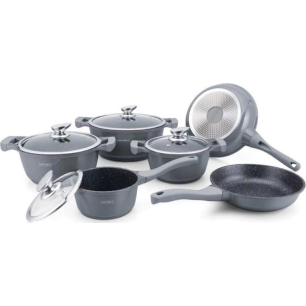 Royalty Line 10 Piece Marble Coating Cookware Set ES1010 Silver - Elpoint