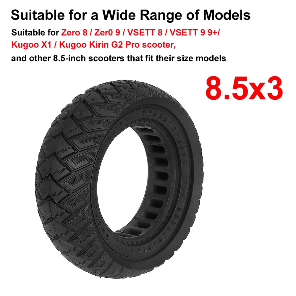 8.5x3 (50-134) Offroad Massivt Dekk – Passer VSETT 8/9/9+, ZERO 8/9, Inokim Light 2, Kugoo X1 ...