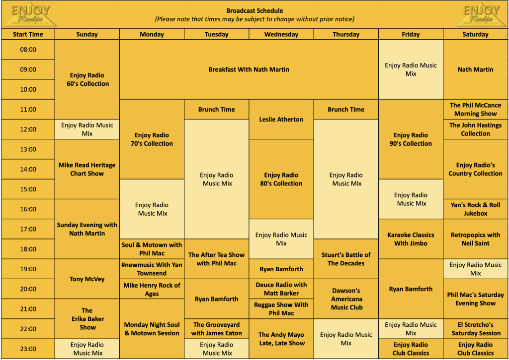 Schedule – Enjoy Radio