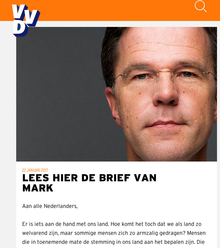 MARK RUTTES BREV TIL NERDERLENDERNE | Essensielt