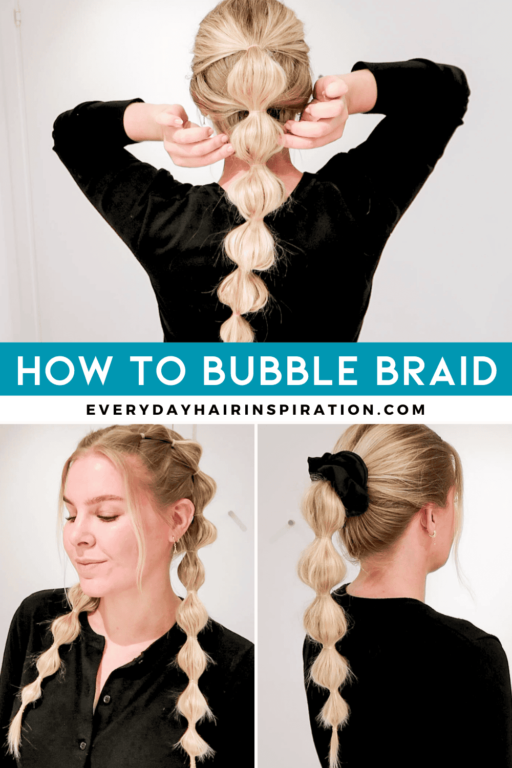 3 Easy Bubble Braids For Beginners! *REQUIRES NO BRAIDING* - Everyday ...