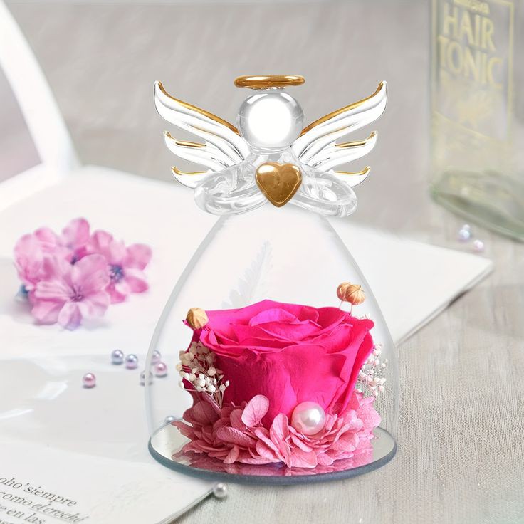 Eternal Flower Angel Rose Figuriness Gift - fleuvedefleur