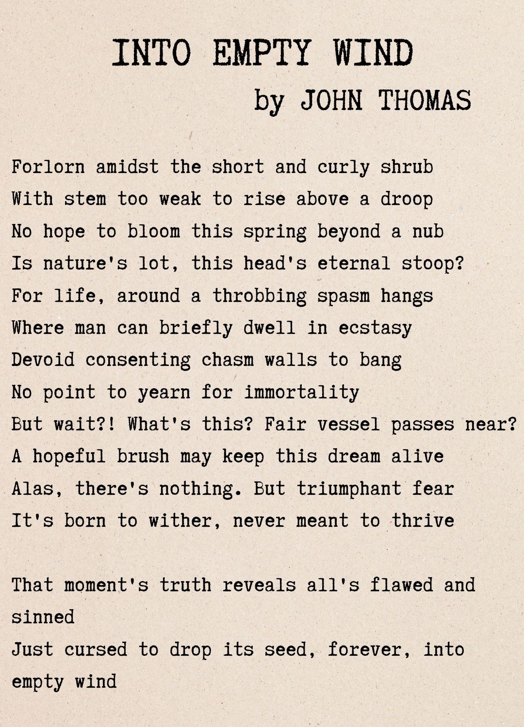 INTO EMPTY WIND - Flightless Aquatic Bird