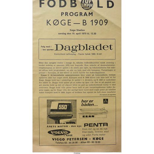 Kampprogram - Køge - B1909 - Fodboldshoppen