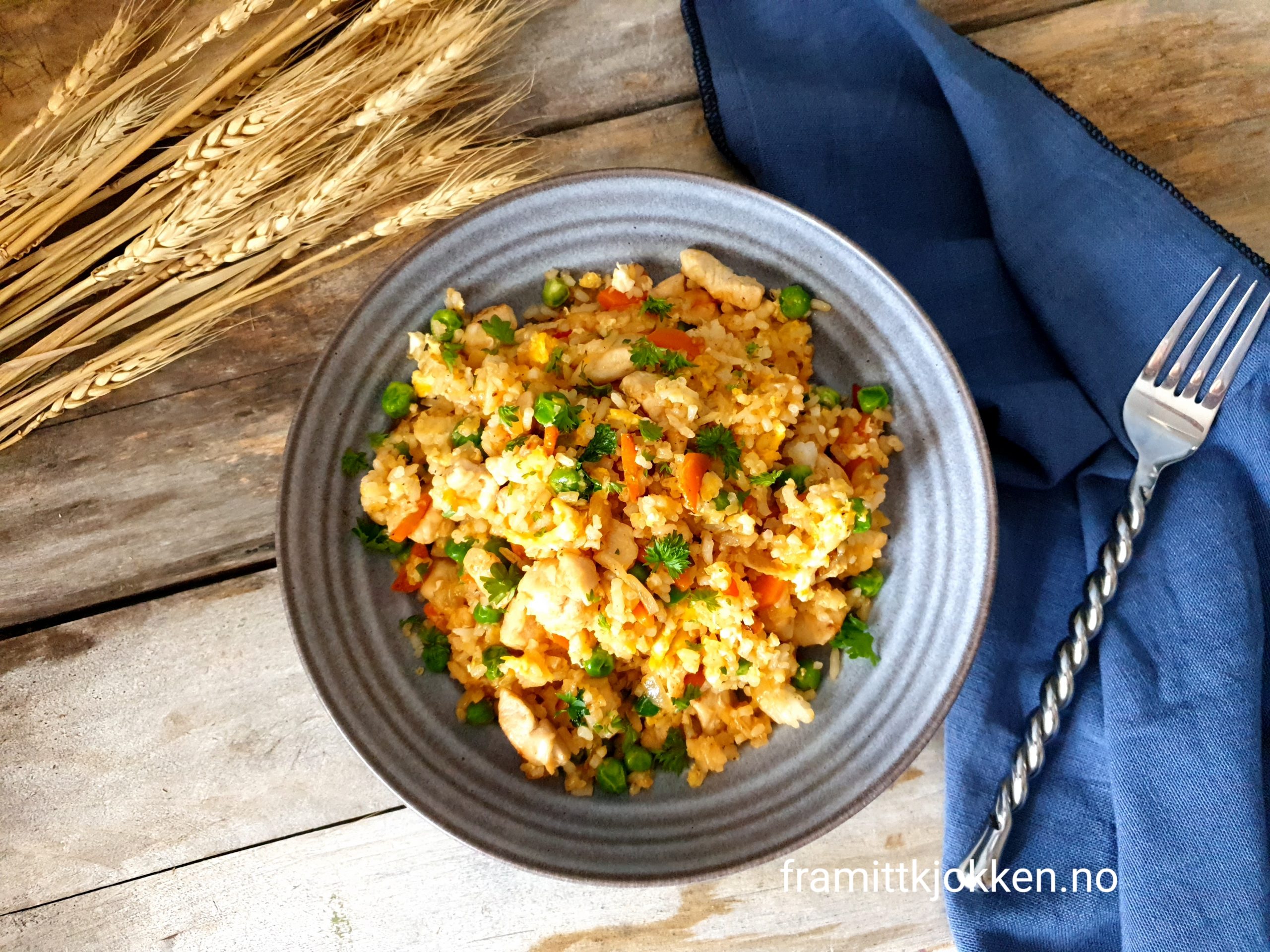 Stekt ris med kylling - Fra mitt kjøkken