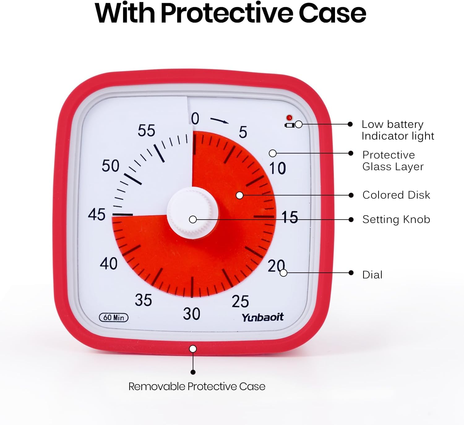 Timer - 60-minuters nedräkning (färg röd) - Funkisbutiken