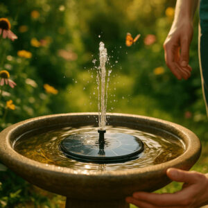 Springvand med solceller | Bæredygtig dekoration til haven med nem ...