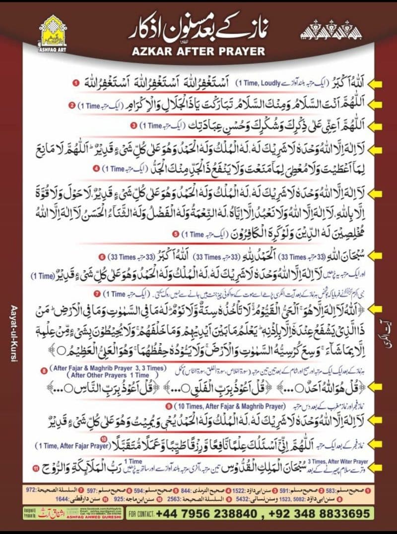 AZKAR AFTER PRAYERS – Islamic Community & Education Centre