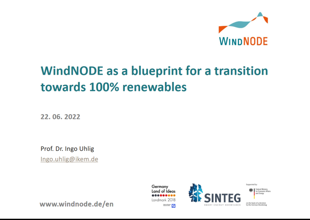 WindNODE as a blueprint for a transition towards 100% renewables – IKEM