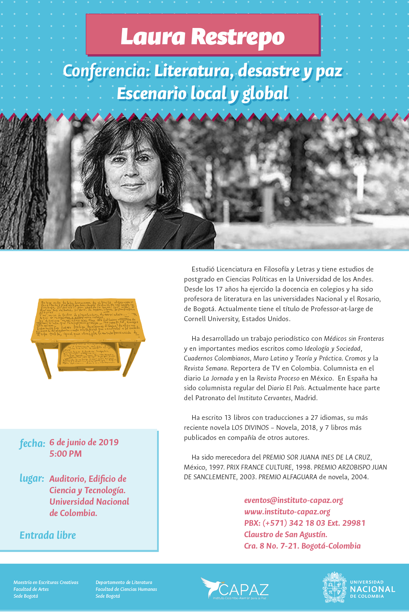 CAPAZ | Conferencia de Laura Restrepo en la Universidad Nacional ...