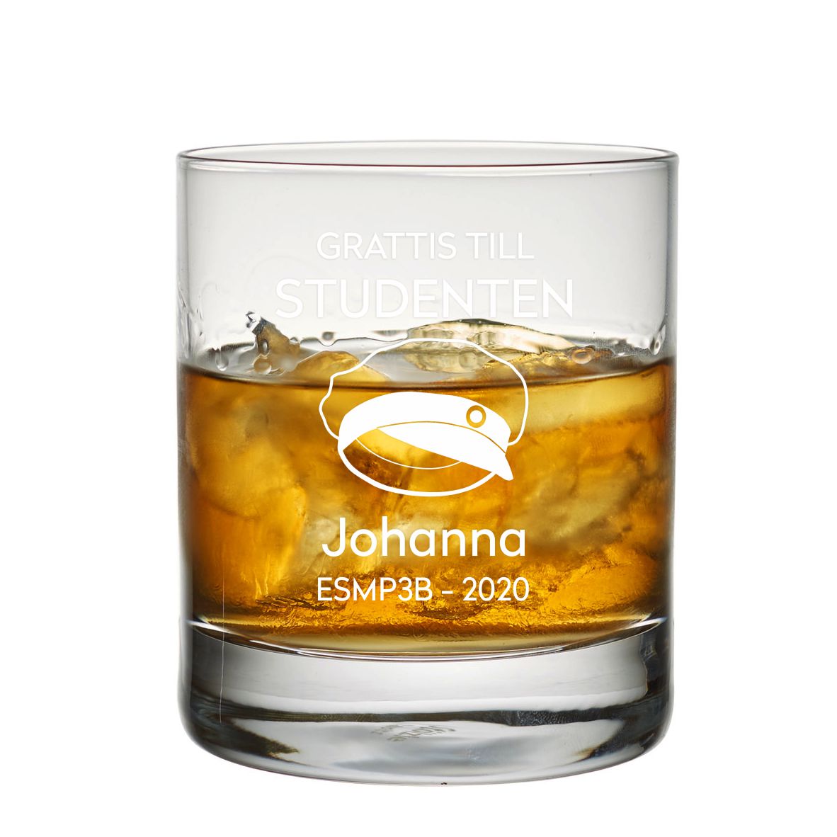 Studentpresent – Whiskyglas med gravyr
