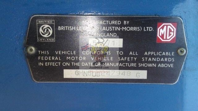 US Spec MGB & MGB GT Chassis Plate (All GHN/D Cars 1968 – 1972 ...