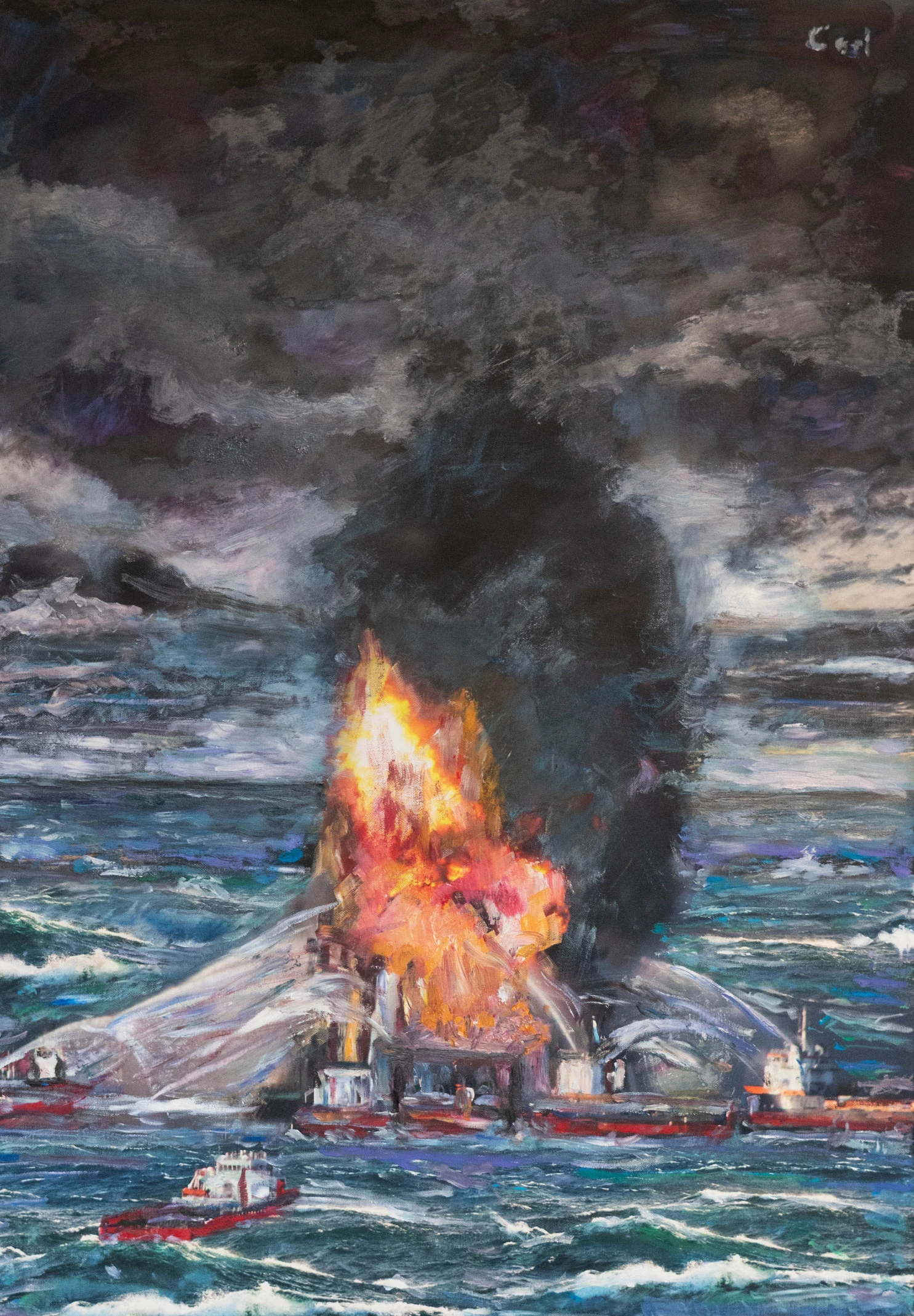 Fire on a oil platform - Carl Hakan Kallaker