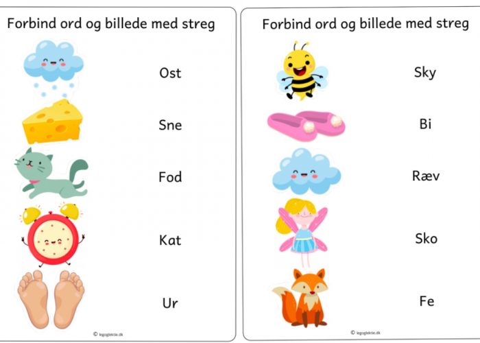 Forbind ord og billede - Leg og Lektie