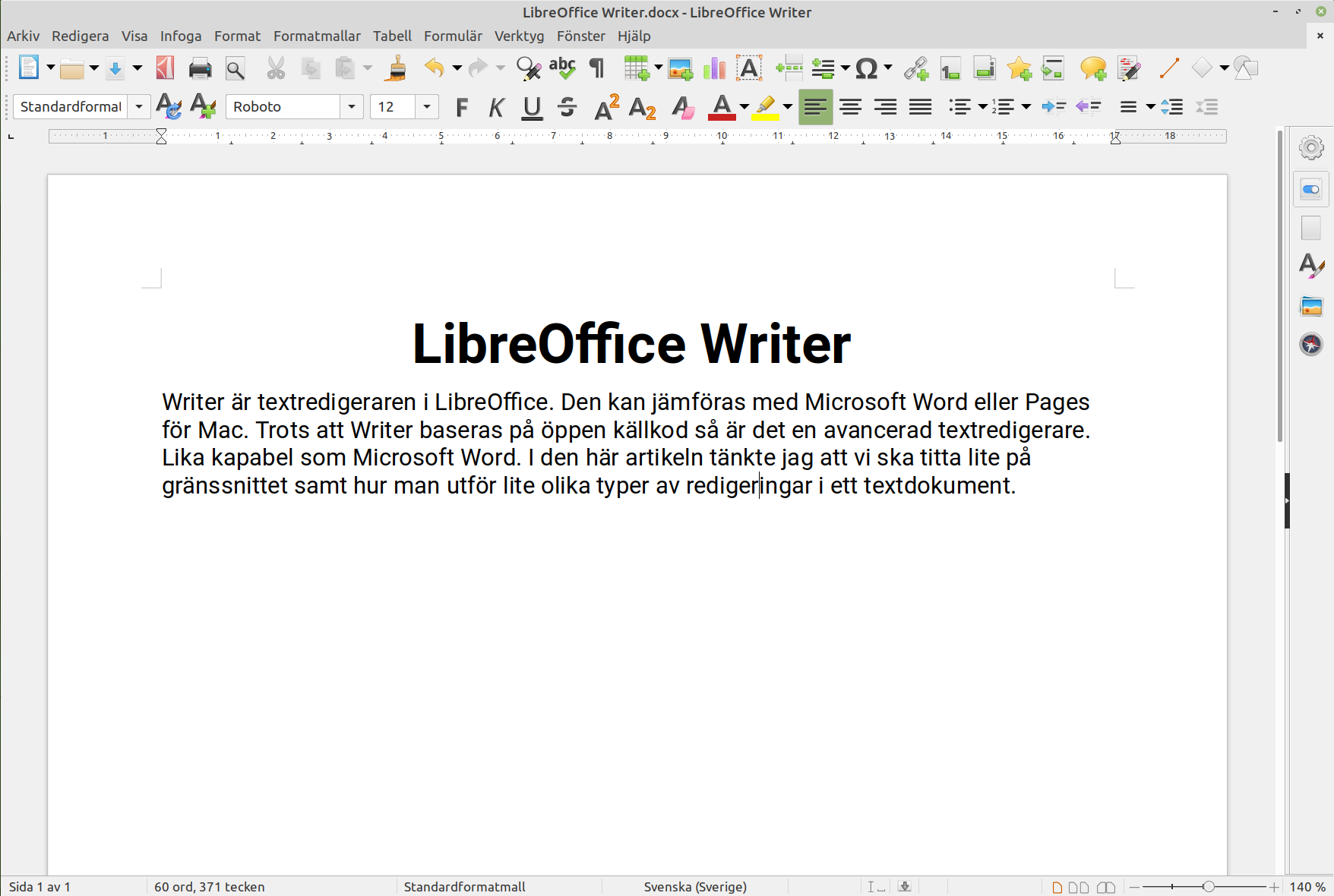 Kom igång med LibreOffice Writer. | lindasdatorskola.se