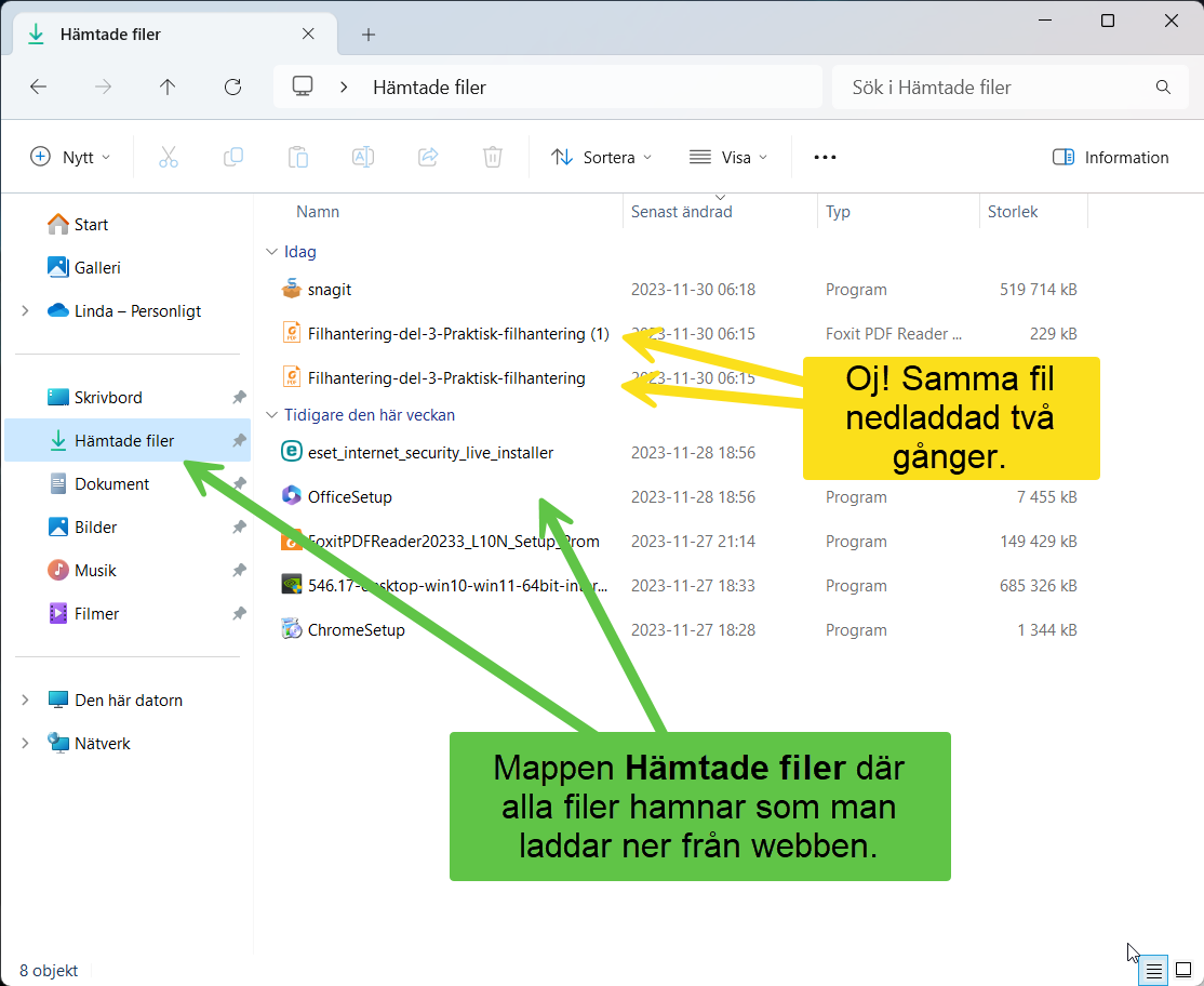 Var hamnar mina nedladdade filer? | lindasdatorskola.se