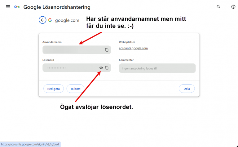 Hitta dina sparade lösenord i datorn. | lindasdatorskola.se