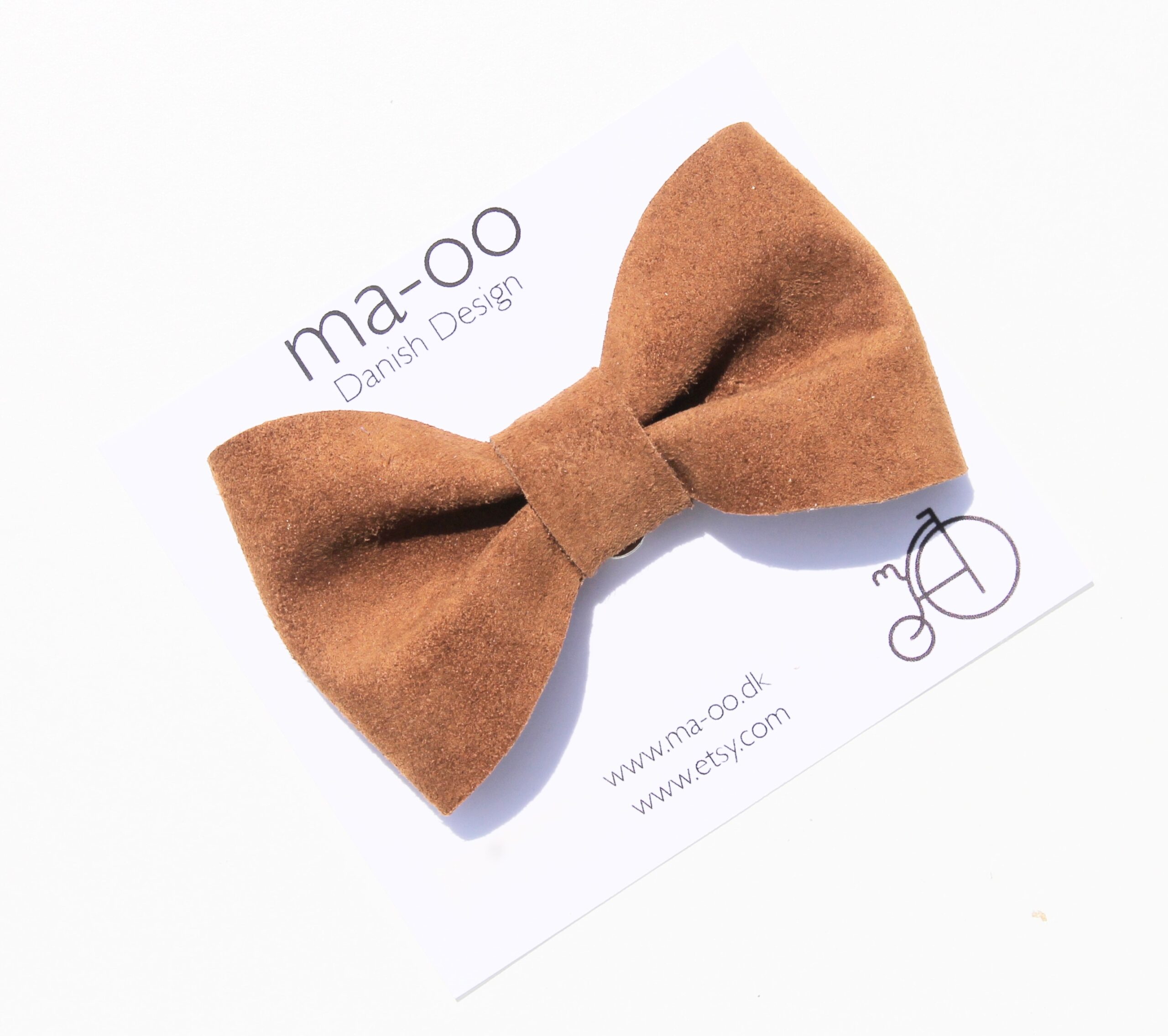 Cognac brun sløjfe sko clips i ruskind - Pynt til sko- FEST