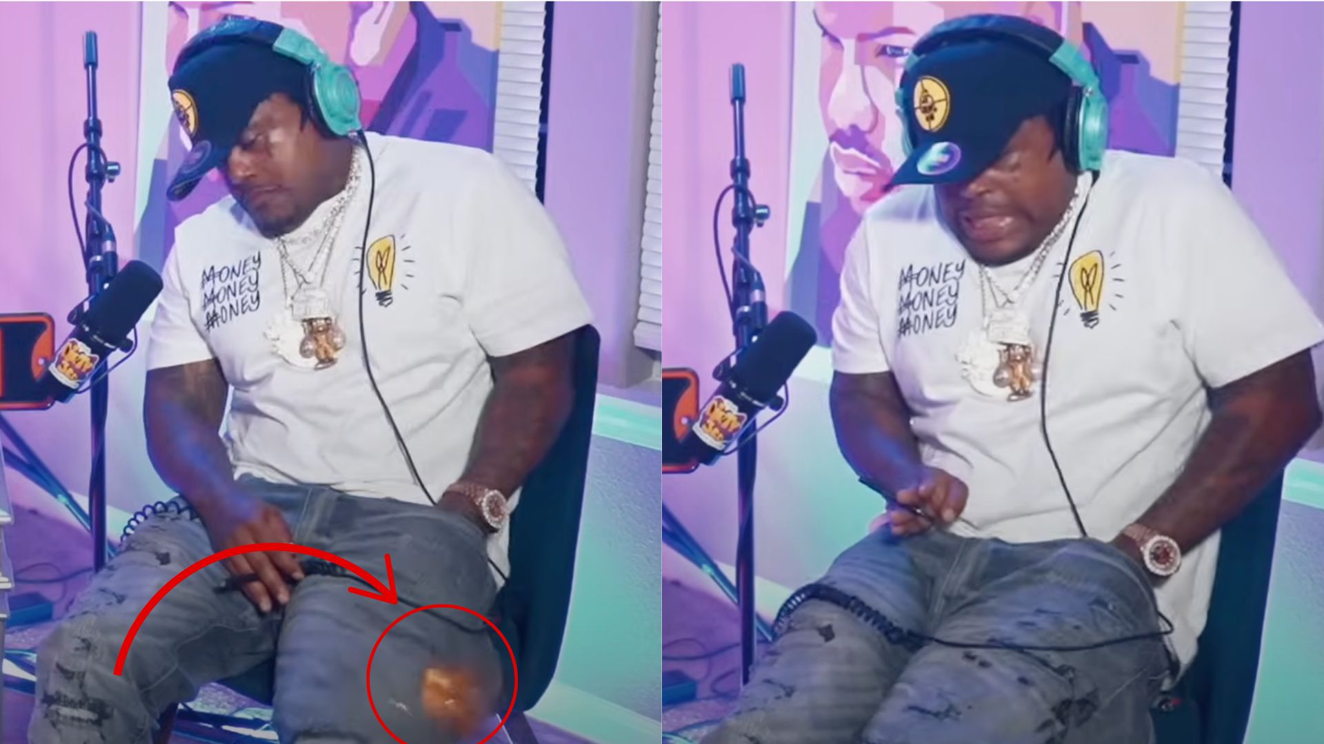 Rapper skyder sig selv i lommen under podcast