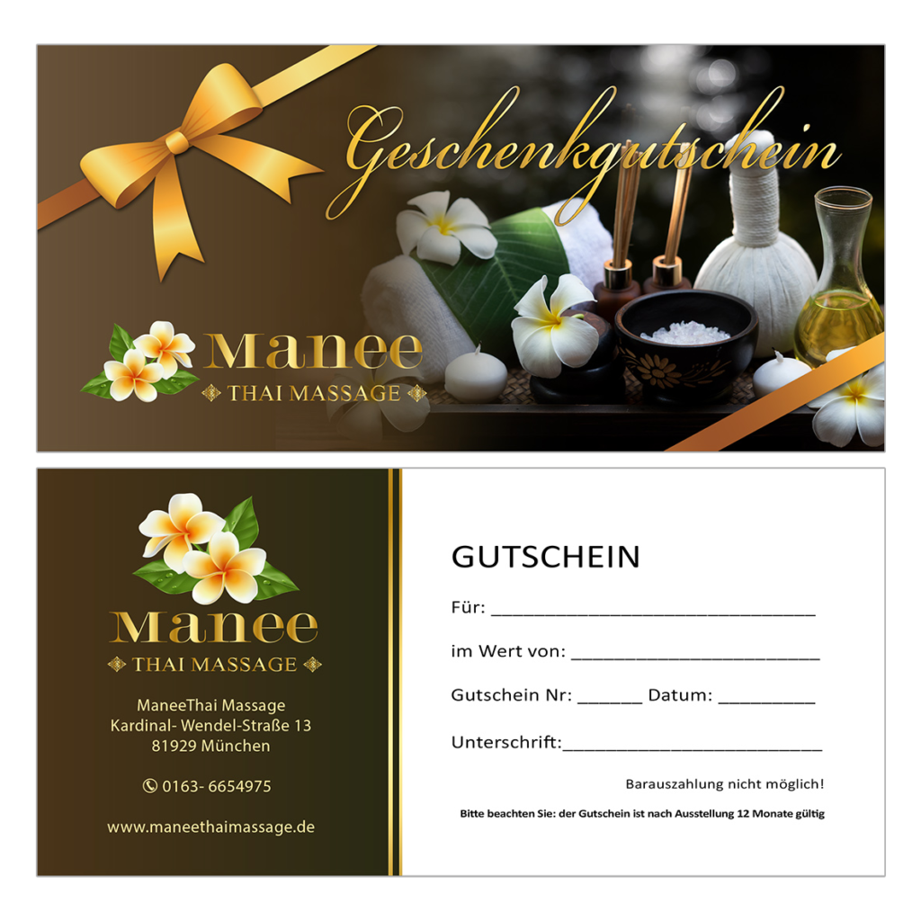 geschenk-gutschein - Manee Thai Massage | Thai-Massagen in München